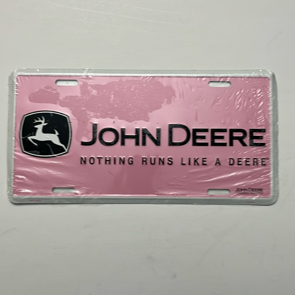 John Deere | Other | John Deere Embossed Metal Car Tag Pink Black White ...